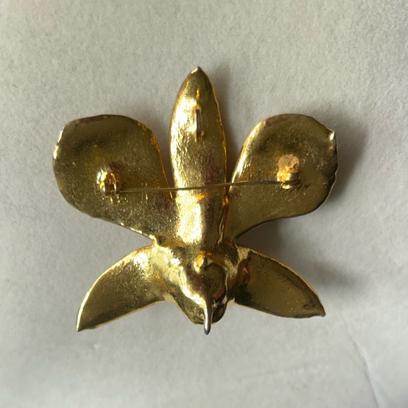 RISIS | Jewelry | Vintage Tanbrown Enamel Dendrobium Orchid With 24k ...